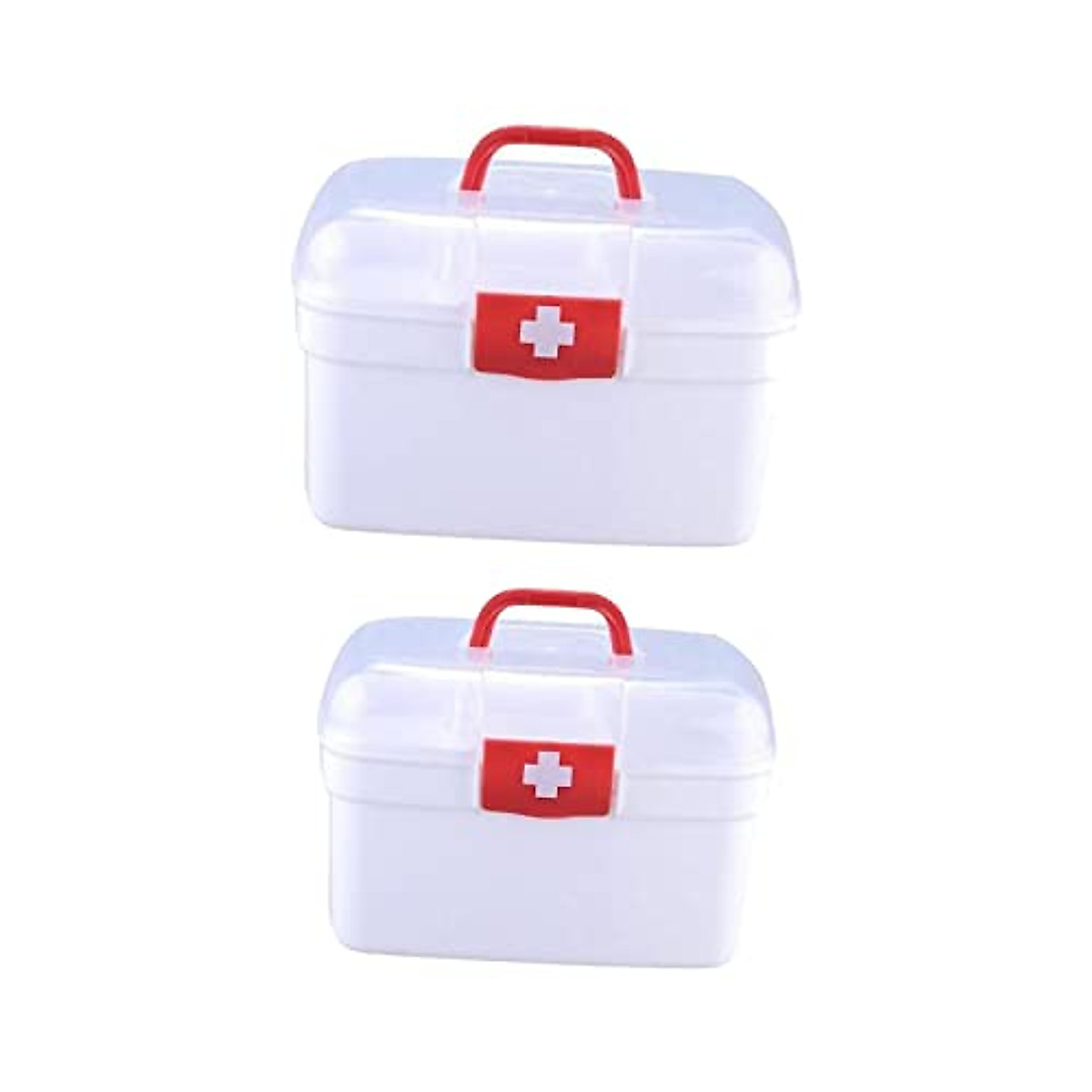 Menolana 2x Multi Purpose Medical First Aid Box Container Household Bin Portable Detachable Tray Storage Box Organizer for Sewing Office Car Hiking