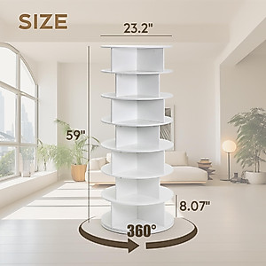 Yechen Rotating Shoe Rack Tower, 7-Tier Spinning Shoe Shelf Carousel, 360° Display Vertical Shoe and Handbag Organizer Furniture for Closet, Modern Free Standing Revolving Round Storage Solution