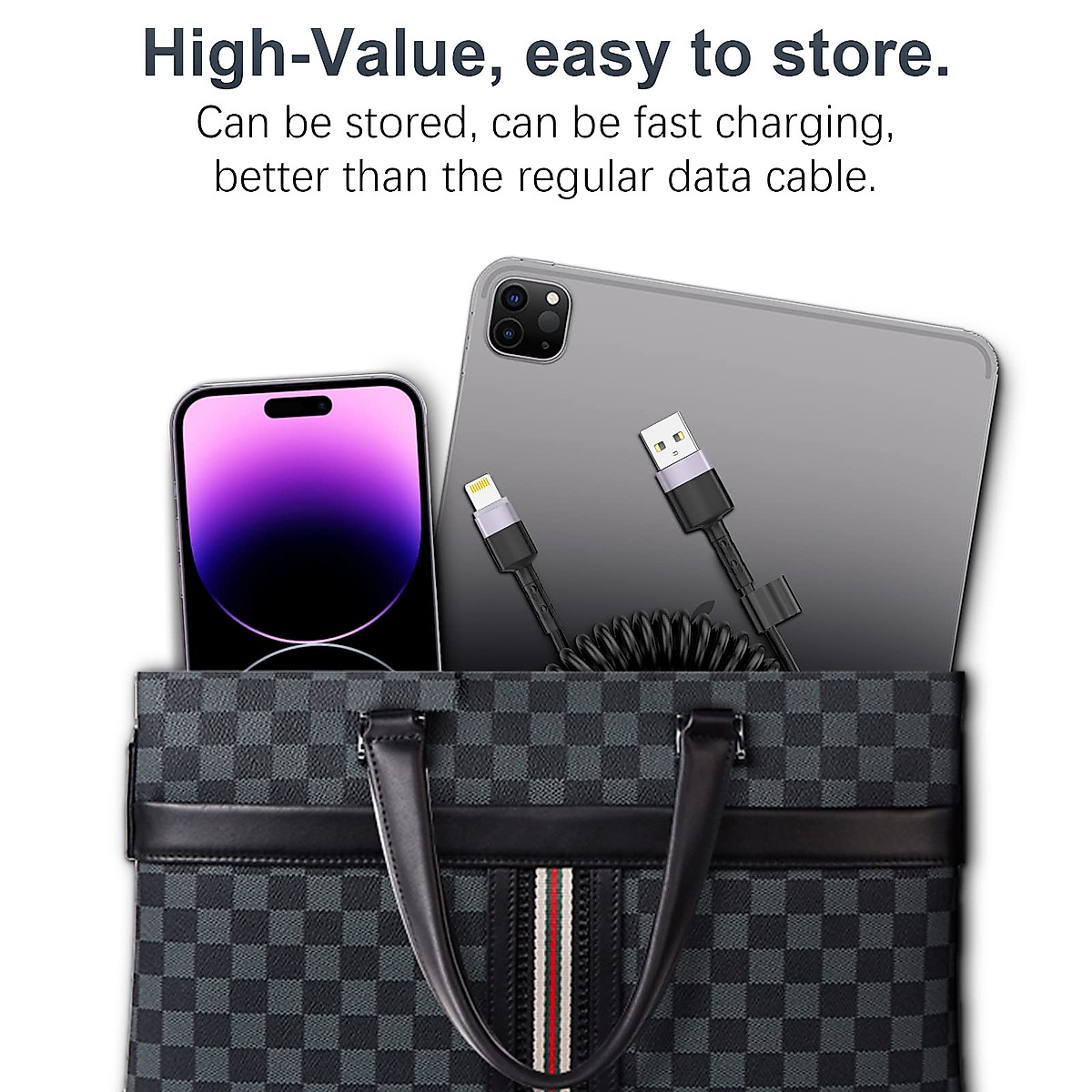 Coiled Lightning Cable for Car [2 Pack], Coiled Apple Carplay Cable 6ft [Apple Mfi Certified] Coil iPhone Charger Cord Compatible with Iphone14/13/12/11 Pro Max/Xs Max/Xr/Xs/X/8/7/Plus/6s Ipad/iPod