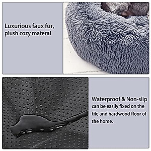 Plush Calming Dog Bed, Donut Dog Bed for Small Medium Large Dogs, Anti Anxiety Round Dog Bed, Soft Fuzzy Calming Bed for Dogs & Cats, Comfy Cat Bed, Marshmallow Cuddler Nest Calming Pet Bed