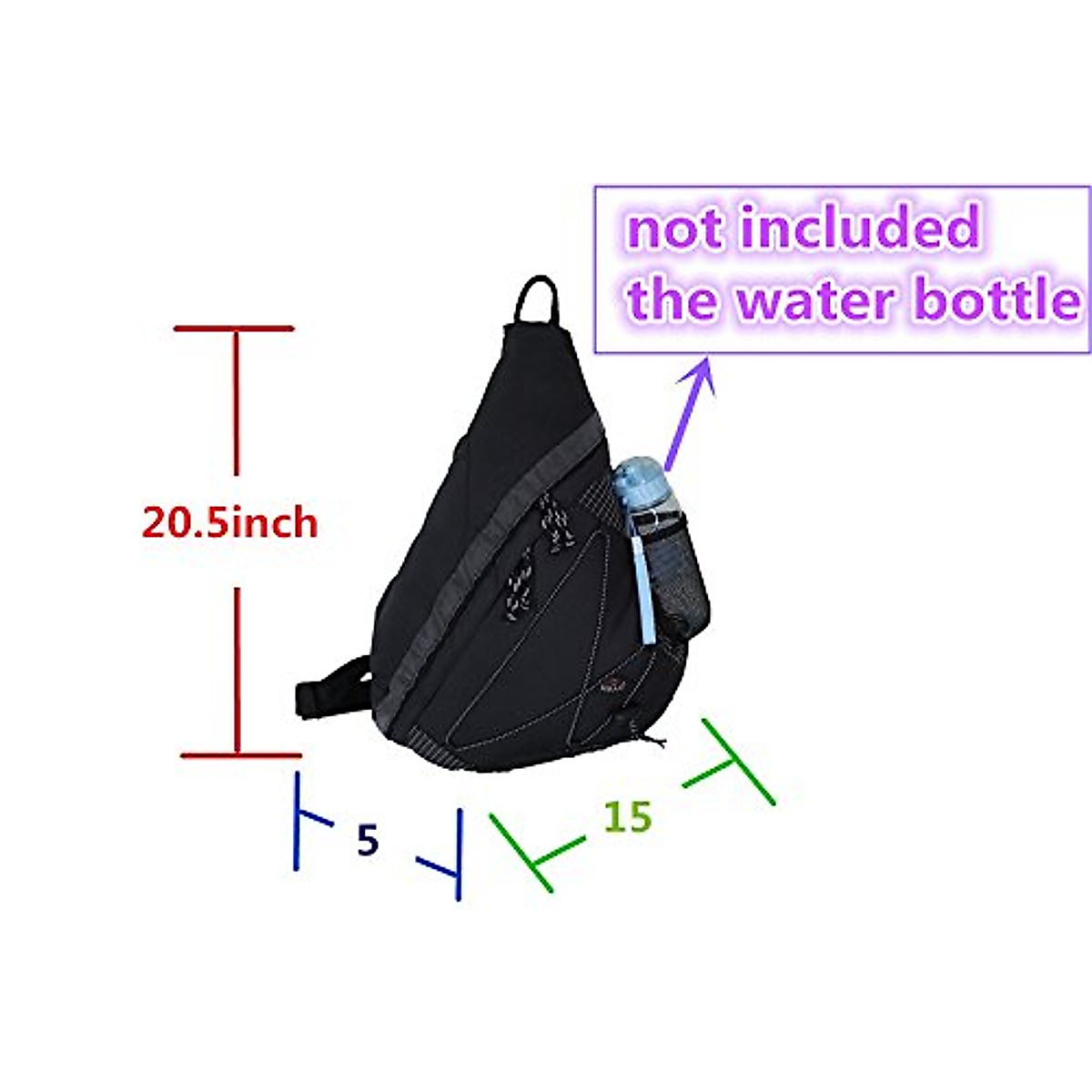 HBAG 20 Crossbody Sling Backpack Single Strap Shoulder Bag, Water Bottle Pocket