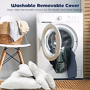 Miguel Removable Washable Dog Bed for Medium Dog - Rectangle Pet Bed for Large Cats with Zipper Cover Bolster Cuddle Puppy Bed with Supportive Side Wall Slip-Resistant Bottom, Dark Gray 30 Inch