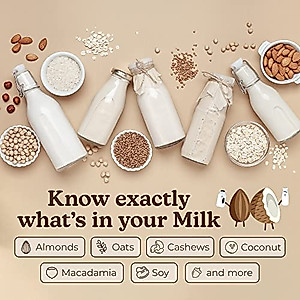 Almond Cow Milk Maker Machine, Plant Based Milk Maker for Homemade Almond Milk, Soy Milk, Oat Milk, Cashew Nut Milk, & More, Handy Stainless Steel Food Making Machines, Makes 5-6 Cups Per Batch, 120V