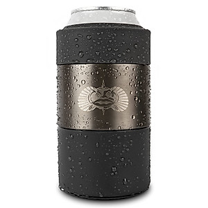 Toadfish Non-Tipping Can Cooler for 12oz Cans - Suction Cup Can Cooler for Beer & Soda - Includes Slim Can Adapter - Stainless Steel Double-Wall Vacuum Insulated Cooler - Graphite