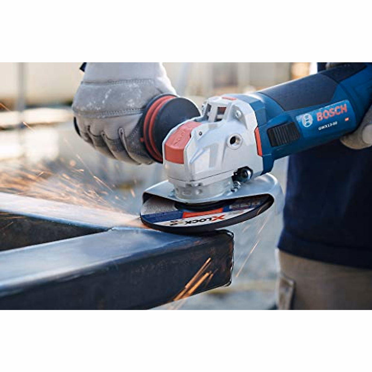 Bosch GWX10-45E 4-1/2 In. X-LOCK Ergonomic Angle Grinder with Bosch DBX4541P 4-1/2 In. X-LOCK Premium Segmented Diamond Blade