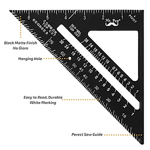 Mr. Pen- Rafter Square, Metal Square, 7 Inch, Carpenters Square, Square Tool, Metal Square Ruler, Carpentry Squares, Woodworking Square, Square Angle Tool, Aluminum Rafter Square, Carpenter Square