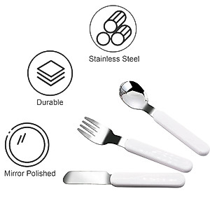 VANRA 3-Piece Children Knife Spoon Fork Set 18/10 Stainless Steel Child Flatware Set Kids Utensils Set with Case for Lunch Box (Fork Spoon Knife Combo)