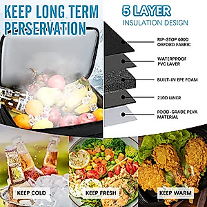 Cooler Bag 60-Can Soft Sided Coolers, Double Deck Insulated Camping Cooler, Leakproof Lunch Cooler, Collapsible Cooler Bag, Portable Large Lunch Bag for Beach, Travel, Camping, Picnic-Black