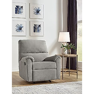 Signature Design by Ashley Miravel Casual Manual Rocker Recliner, Light Gray