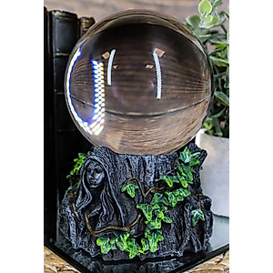 Ebros Celtic Sacred Moon Triple Goddess Mother Maiden Crone Scrying Glass Gazing Ball Figurine 8" H Wicca Wiccan Holy Trinity Decor Halloween Macabre Sculpture Decorative