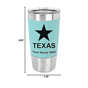 LaserGram 20oz Vacuum Insulated Tumbler Mug, Flag of Texas, Personalized Engraving Included (Silicone Grip, Teal)