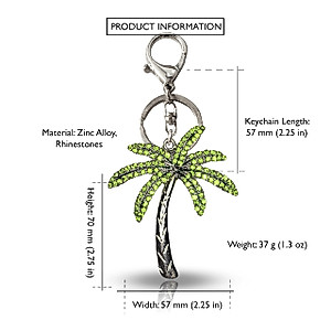 Sonoran Souvenirs Palm Tree Green Rhinestone Bling Bag Charm Tropical Party Favor Gifts Crystal Purse Charm