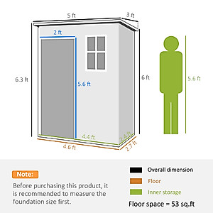 Outsunny 5' x 3' Resin Outdoor Storage Shed with Floor, Garden Shed with Lockable Door, Window and Vent, Plastic Utility Tool Shed for Backyard, Patio, Lawn, Gray