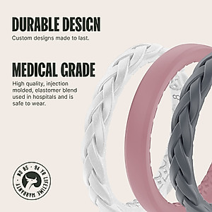 GROOVE LIFE Silicone Wedding Ring for Women - Breathable Rubber Rings for Women, Lifetime Coverage, Unique Design, Comfort Fit Womens Ring - Thin Air Serenity Size 7