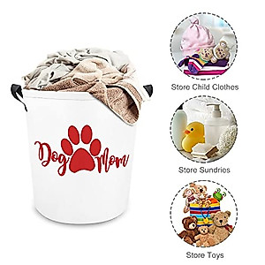 Dog Mom Large Laundry Basket Hamper Bag Washing with Handles for College Dorm Portable