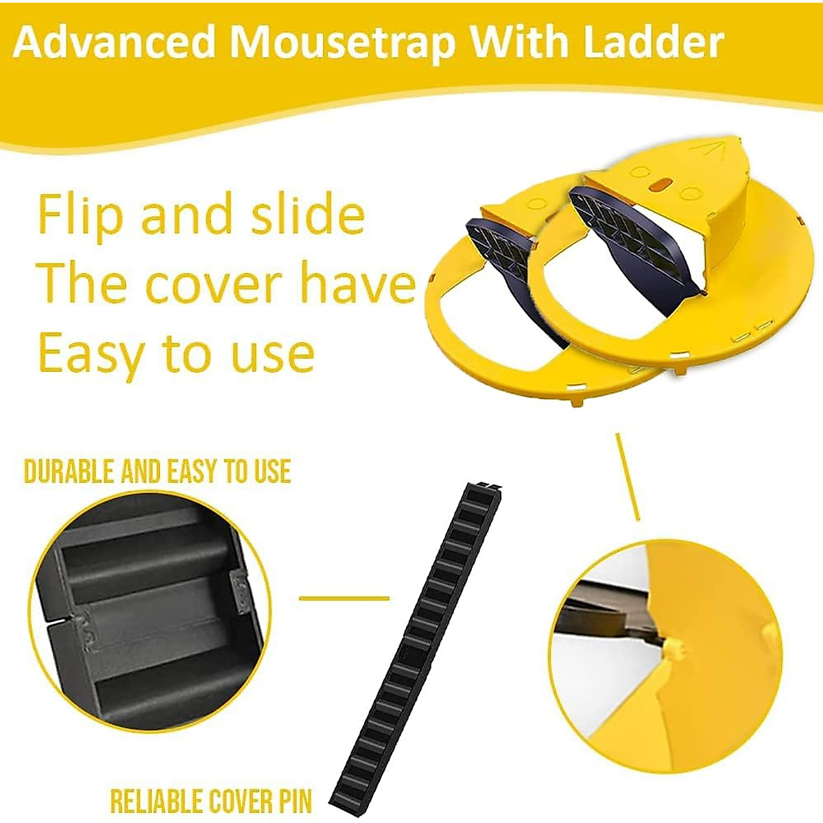Mouse Trap - Humane Mouse Trap - Bucket Mouse Traps - 5 Gallon Bucket Compatible Trap with Multi Purpose - Flip and Slide Bucket Lid Mouse Trap - Multi Catch and Auto Reset Mouse Trap - Rat (2PCS)