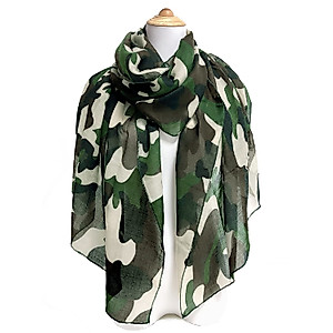 GERINLY Scarves - Lightweight Travel Scarf Camouflage Print Shawl Wrap Army Sport Fan Accessories (Army Green)
