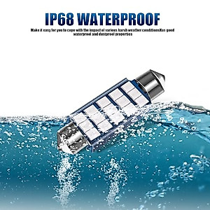 Hawyet 2 PCS Car LED Roof Lights Bulb, 42MM 12V Super Bright Double Tip Waterproof Vehicle Read Lights, Universal Durable 2835 Chips Indoor Lights for License Plate Stepwell Door (Blue Light)