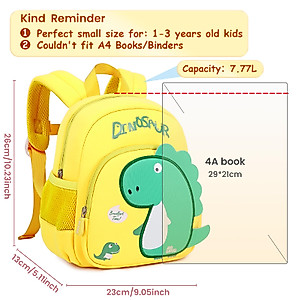 MUSEVOS Dinosaur Toddler Backpack for Kids 1-3years Old, Mini Toddler Backpack Boys 2-3 Year Old Girls, Small Neoprene Preschool Backpack for Kids with Anti-lost Safety Leash for Daycare Outdoor