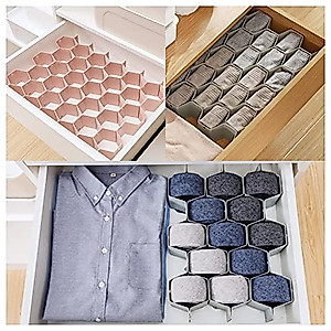 KOBSAINF Honeycomb Drawer Organizer Divider,DIY Plastic Adjustable Grid Dresser Drawer Organizers for Baby Cloth,Belts, Ties, Clothing, Makeup (2PCS White)