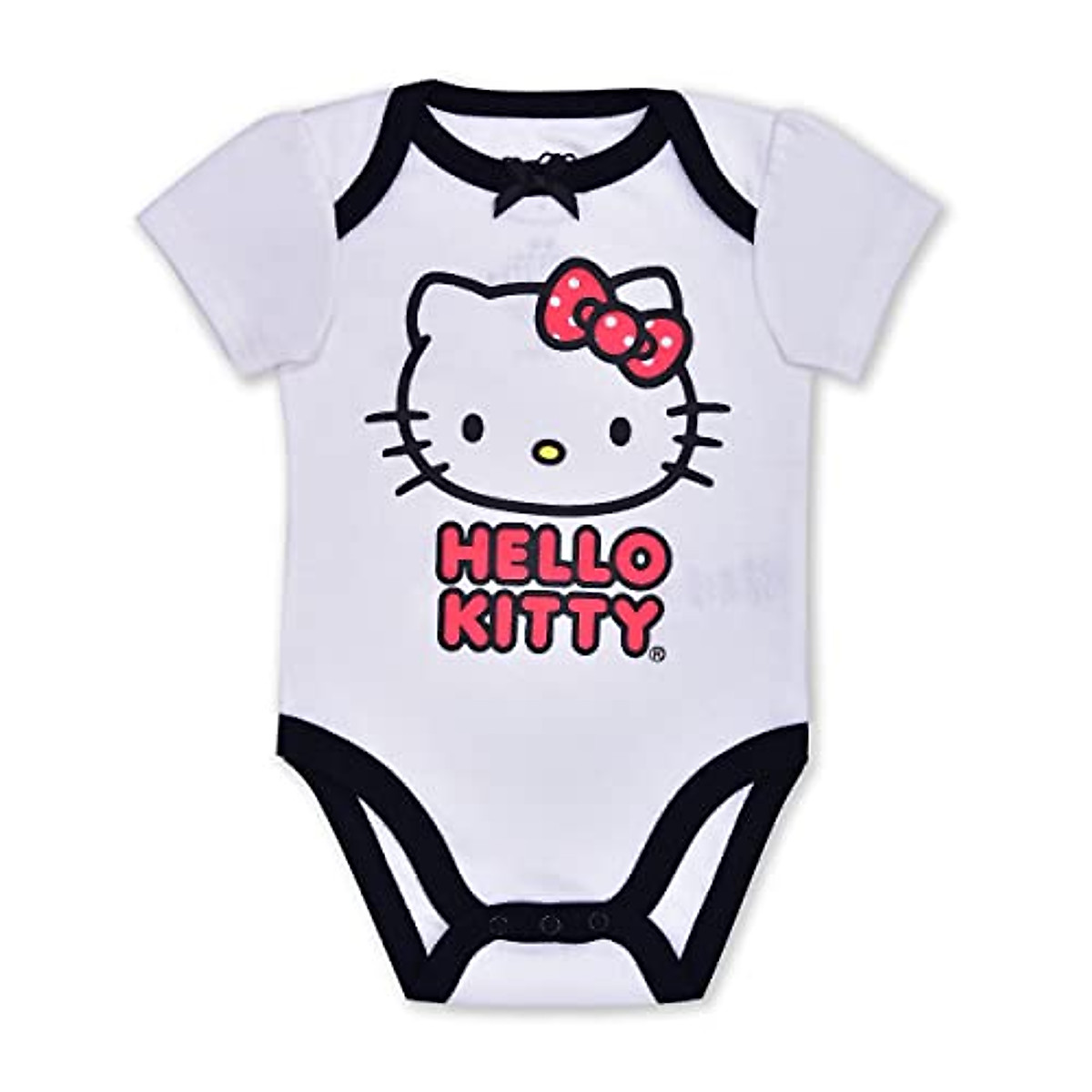 Hello Kitty Baby Girls 2 Piece Red Polka Dot Print Creeper, Pants, and Hat with Ears 3 Piece Set for Newborn and Infants