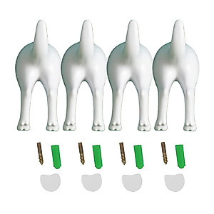Dog Tail Coat Hooks for Wall,lastic Wall-Mounted Hat Hanger Hooks,Cute Towel Hooks for Bathroom,Decorative Dog Butt Wall Peg for Hanging Coats,Bags,Key,Purse,Dog Leash (White)