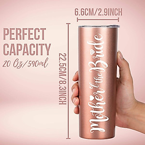 Onebttl Mother of The Bride Gifts, 20oz Stainless Steel Skinny Tumbler with Lid and Straw On Wedding Party for Brides Mom from Brides, Daughters (Rose Gold)