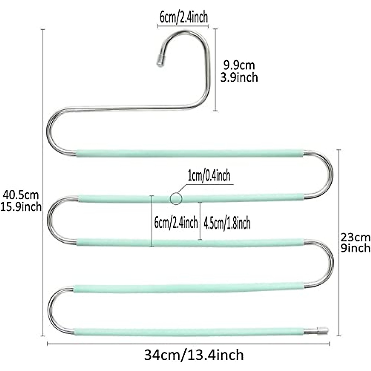 5 Pack S-Shape Stainless Steel Trousers Pants Hangers 5 Layers Closet Hanger Space Save Storage Organizer for Scarf Tie Clothes Towel Hanging