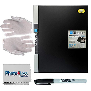 Itoya Art Profolio Original Storage Display Book (18 x 24) 24 Pages for 48 Views + Lintless Cotton White Gloves (Large, Pair) + Sharpie Fine Point Permanent Marker (Black) + Photo4Less Cleaning Cloth