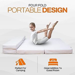 Cheer Collection Memory Foam Folding Mattress, Four Fold Convertible Sofa Bed Couch, 6" Thick Gel Infused Foam Folding Bed Sofa for Guests, Full Size (73" x 52")