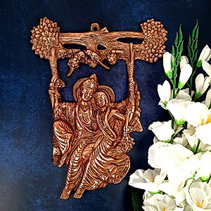 APKAMART Radha Krishna Jhula Wall Hanging -14.5 Inch Height - Metal Wall Showpiece For Wall Decor, Room Decor, Home Decor And Gifts