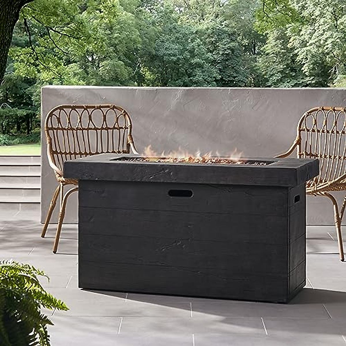 Christopher Knight Home Custer Outdoor Rectangular Fire Pit - 40,000 BTU, Grey