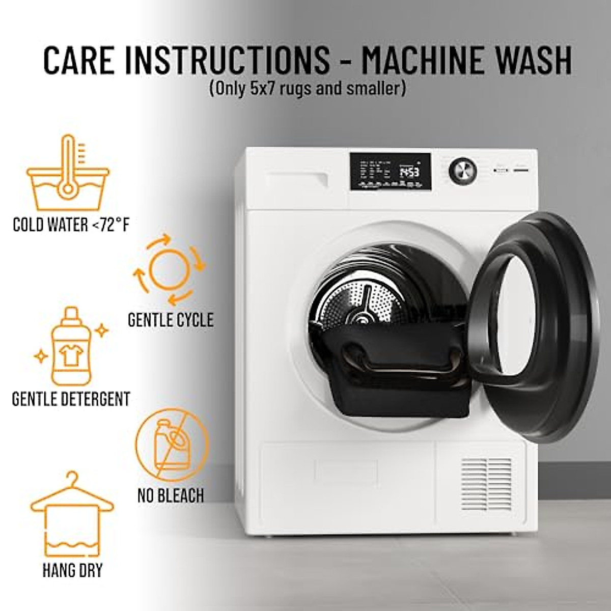 Machine Washable Modern Solid Design Non-Slip Rubberback 2x6 Traditional Runner Rug for Hallway, Kitchen, Bedroom, Living Room, 2'2" x 6', Black