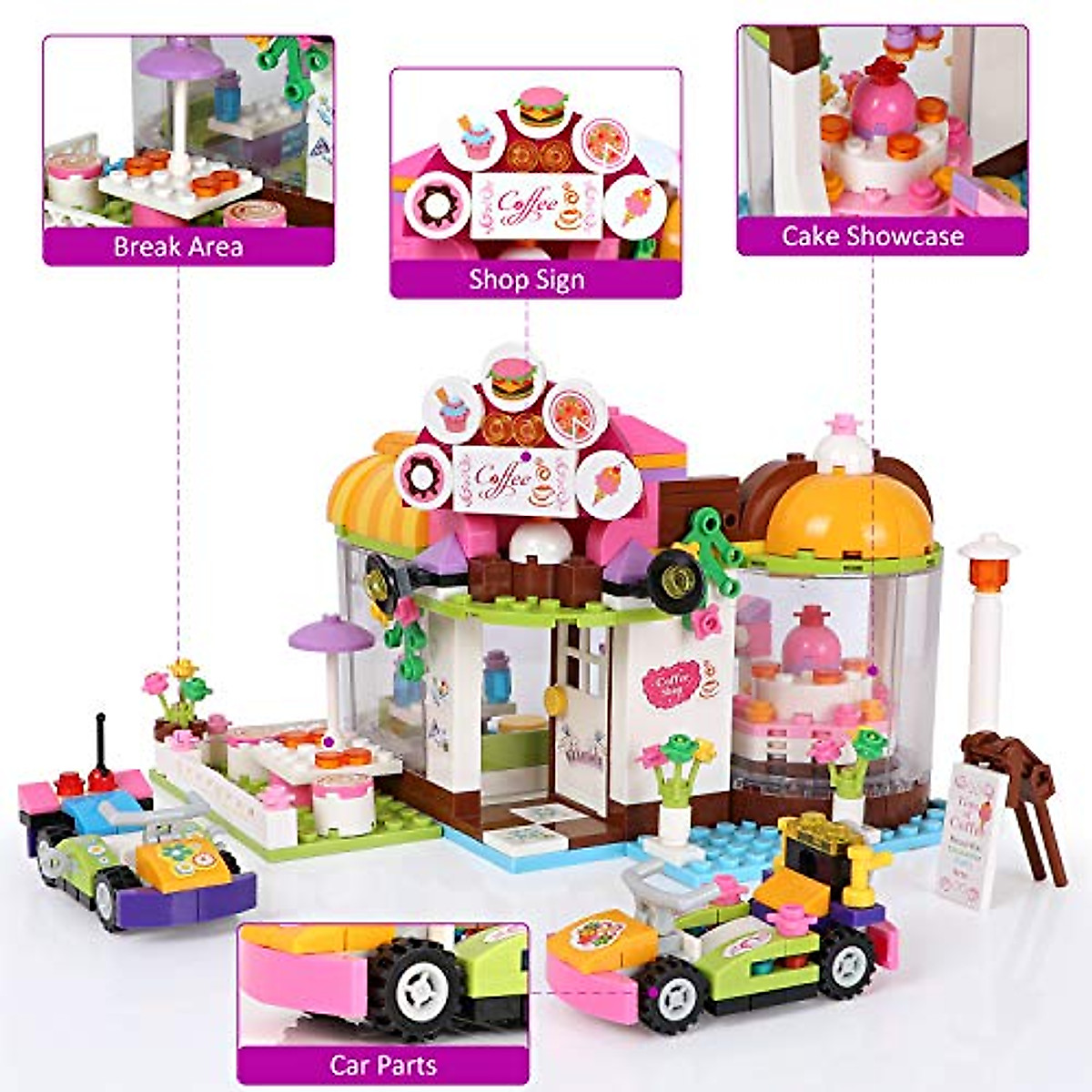 Friends Tree House Coffee Shop Building Blocks Sets, Treehouse Cafe Building Kit for Girls Age 6-12 Years Creative Roleplay Birthday Gift for Kids Toddlers with Storage Box (960 Pieces)