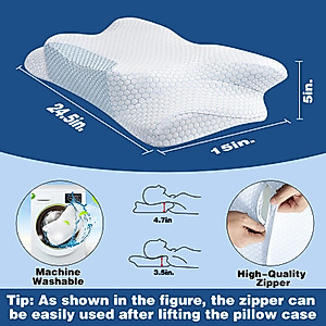 MIETA Cervical Memory Foam Pillow, Neck Pillows for Pain Relief Sleeping, Ergonomic Orthopedic Sleeping Neck Contoured Support Pillow for Side,Back, Stomach Sleepers…