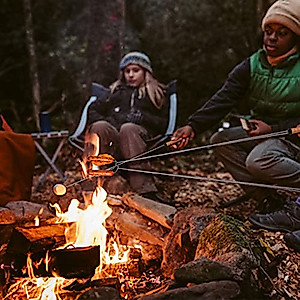 Marshmallow Roasting Sticks With Interchangeable Heads | 8 Pieces Campfire BBQ Kit Great For And Hot Dogs Biscuit Cup Smores Fire Pit Excellent Camping, Hiking, nature wood color