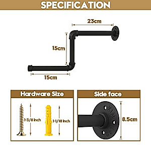 AddGrace Pipe Clothing Rack 2Pack 18Inch Detachable Garment Rack DIY Wall Mounted Industrial Pipe Clothing Hanging Rack for Home and Clothing Store (Black) 46cm
