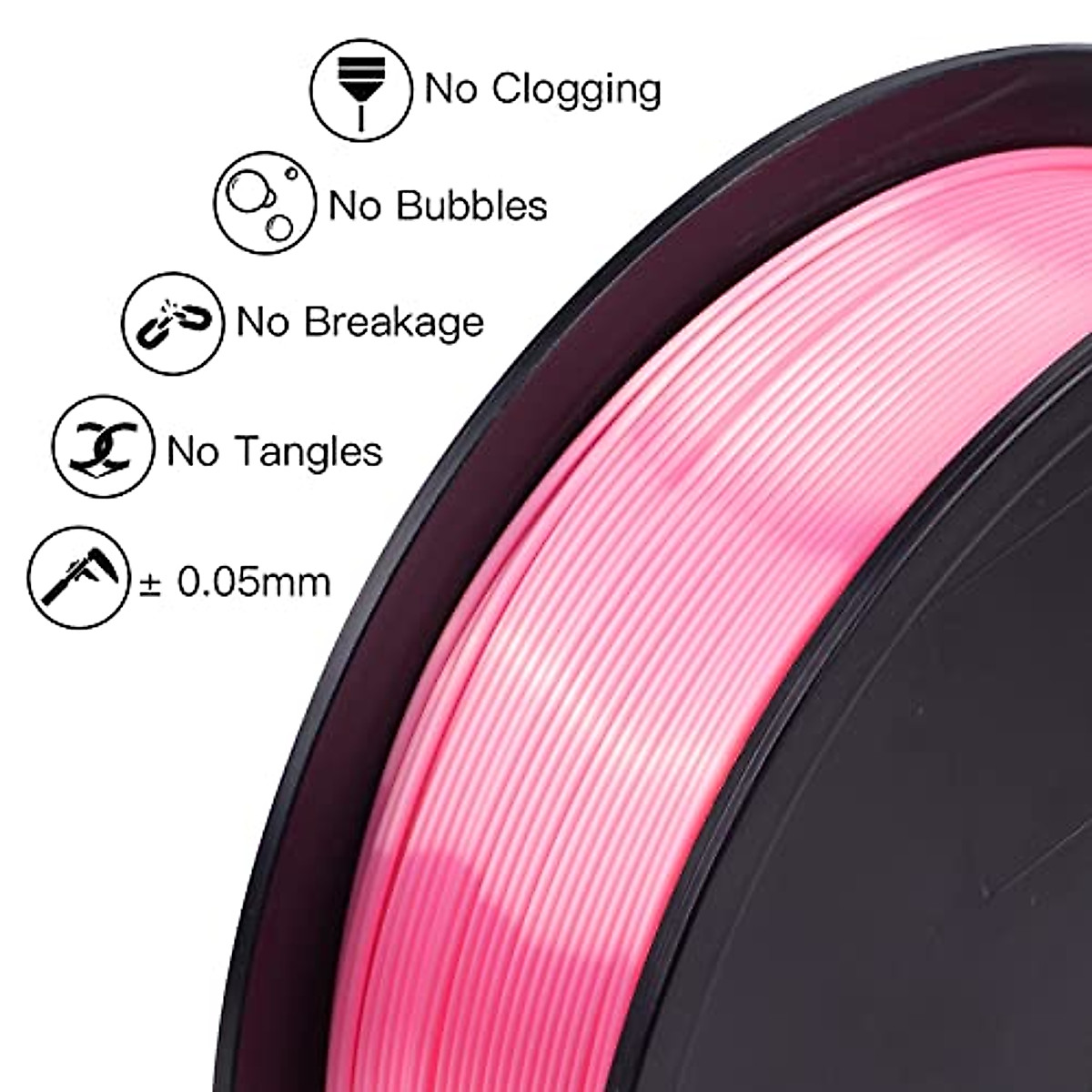 Micro Center Inland Pink Silk PLA 3D Printer Filament, Pink Shiny 3D Printing Filament 1.75mm, Dimensional Accuracy +/- 0.03 mm - 1 kg Spool (2.2 lbs), Clog Free Colorful Filaments