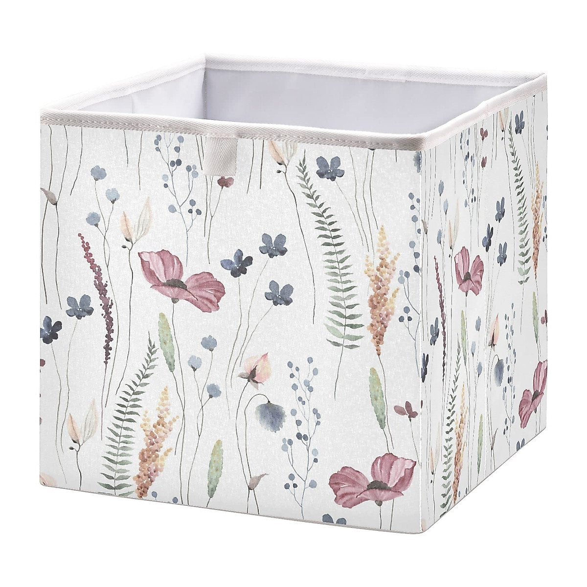 Kigai Wildflower Cube Storage Bins - 11x11x11 In Large Foldable Storage Basket Fabric Storage Baskes Organizer for Toys, Books, Shelves, Closet, Home Decor