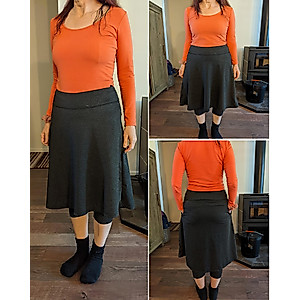 Women Knee Length Skirts with Leggings,Skirted Leggings Skorts Capris for Women Long Skorts Skirts Zipper Pockets(Black Charcoal M)