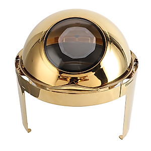 Stainless Steel Alcohol Heated Round Catering Food Warmer with Food Pan Visible Lid for Event Party Holiday Gold (2 Compartment Pan)