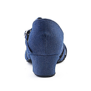 LOVELY BEAUTY Lady's Ballroom Dance Shoes for Chacha Latin Salsa Rumba Practice,Blue Denim, 1.6" Heel, 6.5 B(M) US