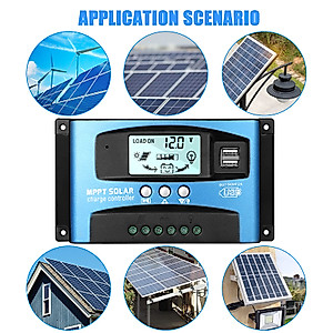EEEKit MPPT 100A Solar Charge Controller, Upgraded Solar Panel 12V 24V Dual USB Intelligent Regulator, Adjustable Parameter Backlight LCD Display and Timer Setting, Multi-Function Protection
