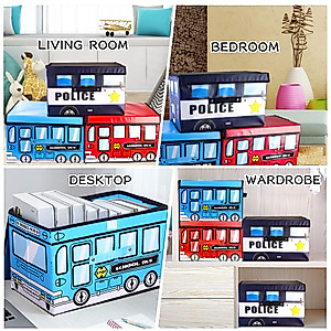 Saderoy Kids Toy Chest,Toy Chest, Collapsible Storage Cubes Organizer with Handles, Kids Toy Bin with Lids, Car Pattern Toy Storage Organizer for Boys&Girls, Clothes&Book,etc 3 Packs