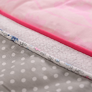 Brandream Pink Butterfly Floral Crib Bedding Set for Girls | 4 Piece Nursery Set | Comforter, Fitted Sheet, Skirt, Diaper Stacker Included