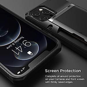 VRS DESIGN Damda Glide Pro Compatible for iPhone 12 Pro Max Case, with [4 Cards] Premium Sturdy [Semi Auto] Credit Card Holder Slot Wallet for iPhone 12 Pro Max 6.7 inch(2020) Black