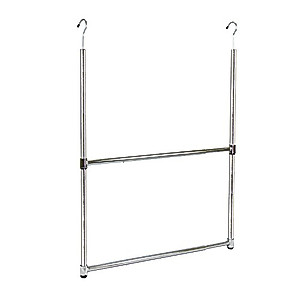 Oceanstar 2-Tier Portable Adjustable Rod Closet Hanger, 23 in, Chrome