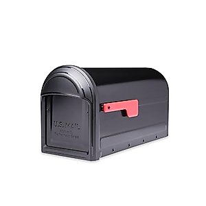 Architectural Mailboxes Barrington Galvanized Steel Post Mount Mailbox, Compatibility Code F, 7900-1B-R-10, Black, Large Capacity