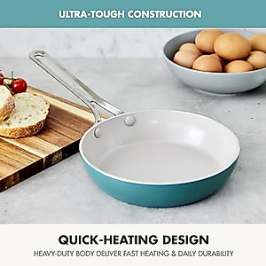 GreenPan Nova 8" Frying Pan Skillet, Oprah’s Favorite Things 2024, Ceramic Nonstick Cookware, PFAS Free, Toxin-Free, Induction Suitable, Dishwasher & Oven Safe, Durable, Easy Clean, Deep Teal