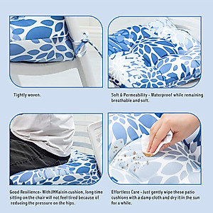 JMKaixin Pack of 2 Outdoor Seat Cushions, Patio Chair Cushions 19"x19" with Ties for Patio Furniture Chairs Home Garden Decoration (Blue and Grey)